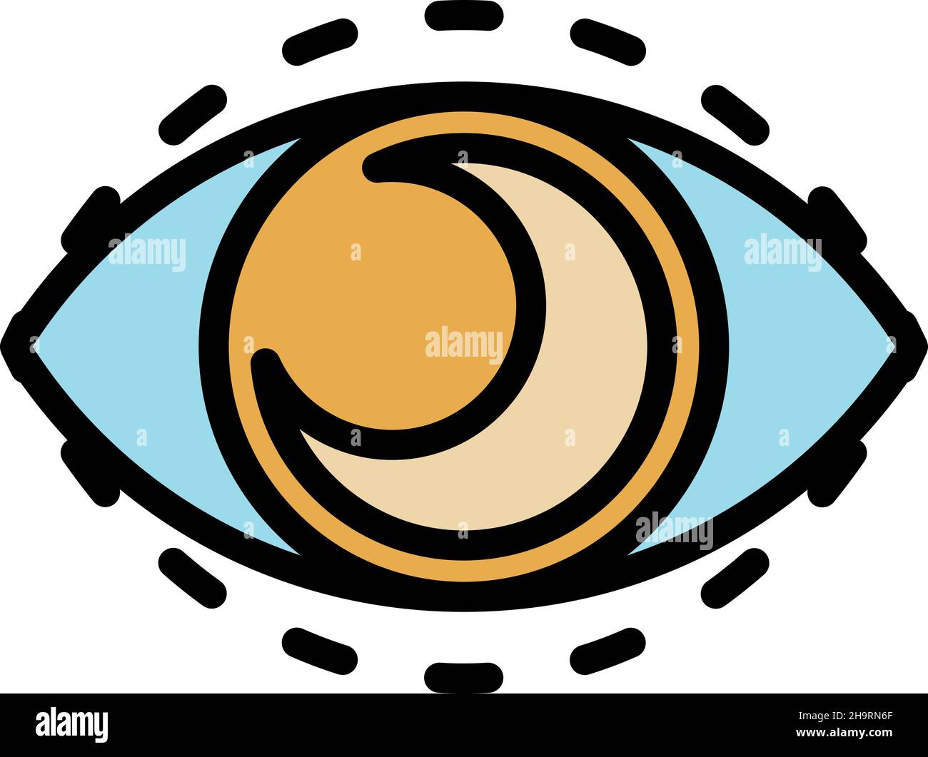 Moon eye icon. Outline moon eye vector icon color flat isolated Stock ...