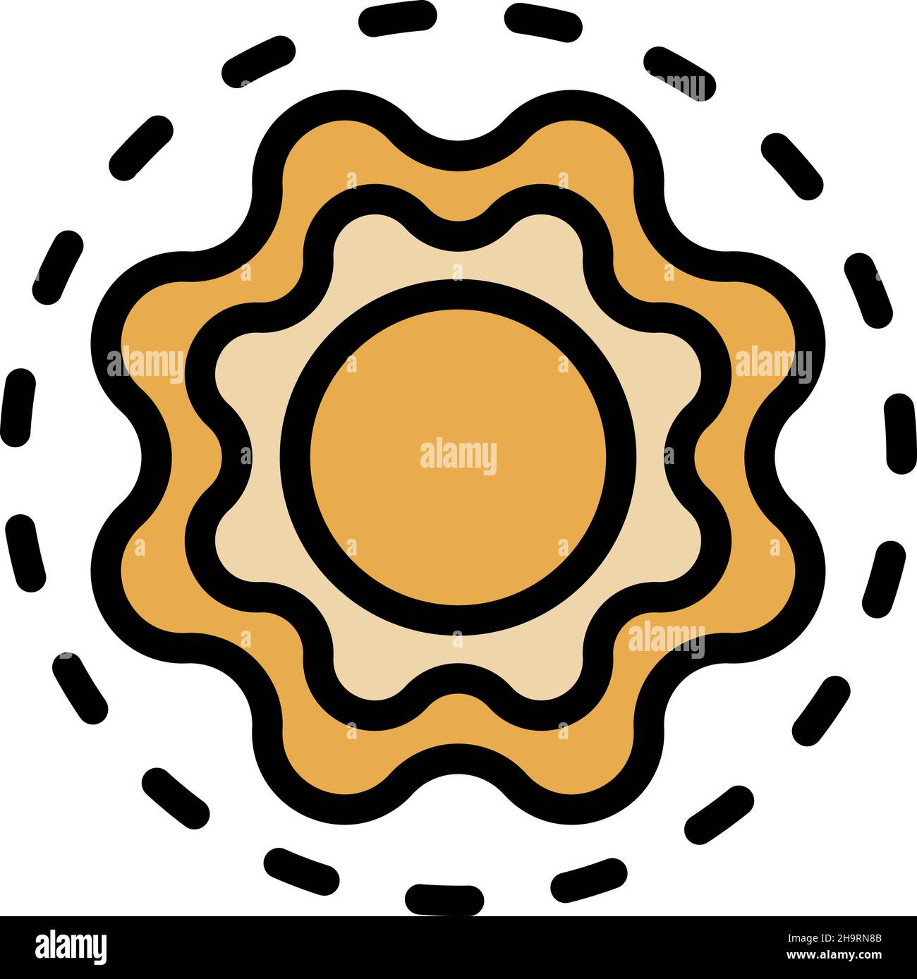 Warming sun icon. Outline warming sun vector icon color flat isolated ...