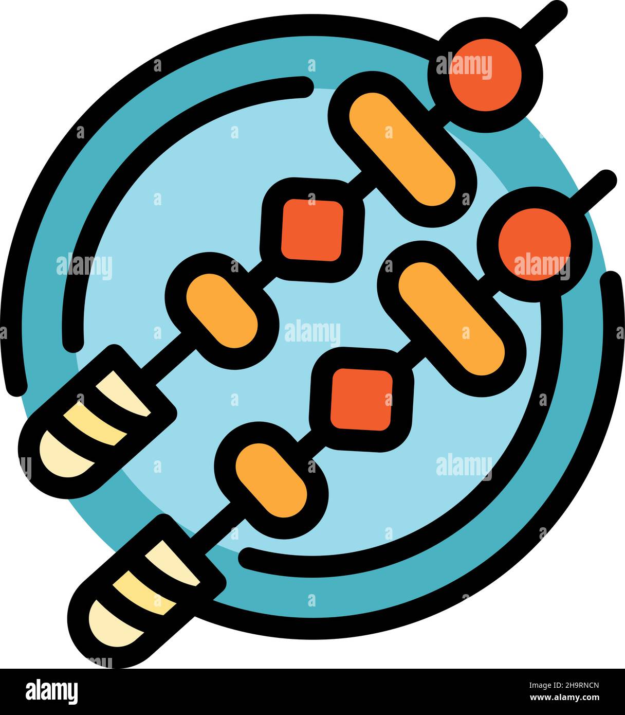 Barbecue icon. Outline barbecue vector icon color flat isolated Stock ...