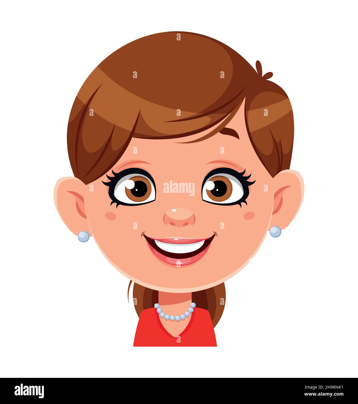 Face expression of pretty woman, cheerful. Female emotion. Cute lady ...