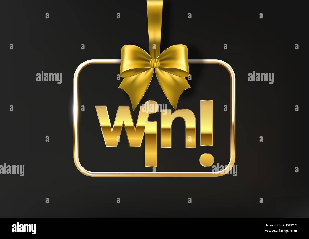 Win in gold frame with gold ribbon, dust for flyer, poster, shopping ...