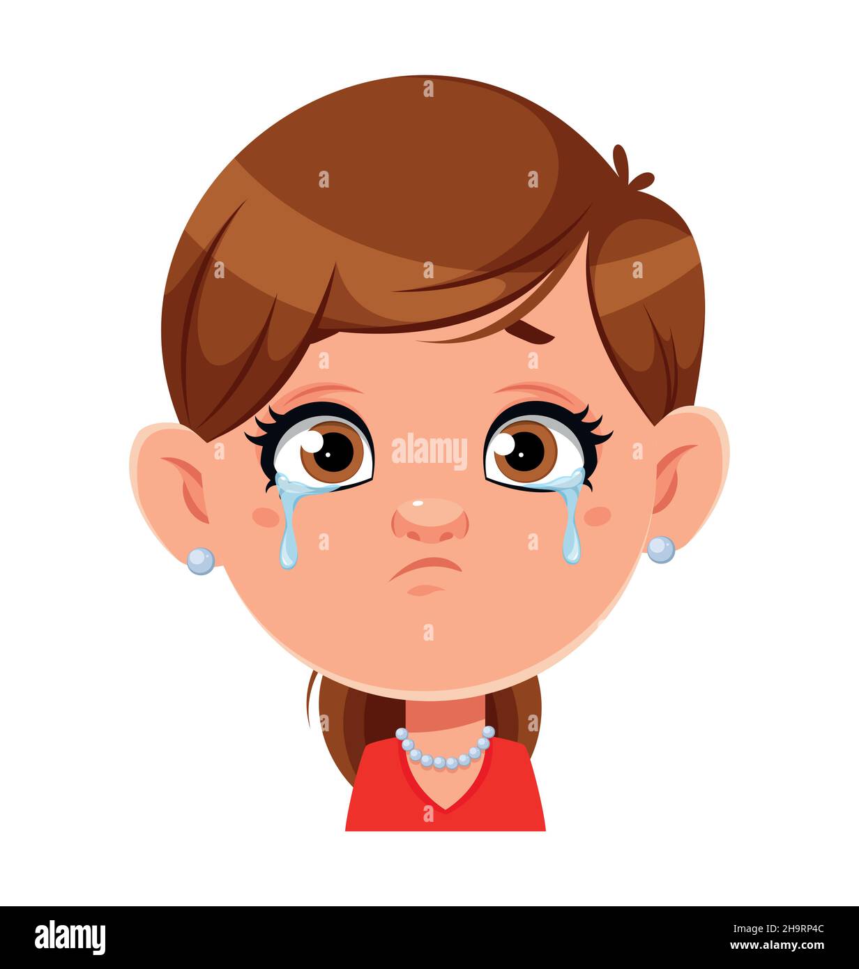 Face expression of pretty woman, crying. Female emotion. Cute lady ...