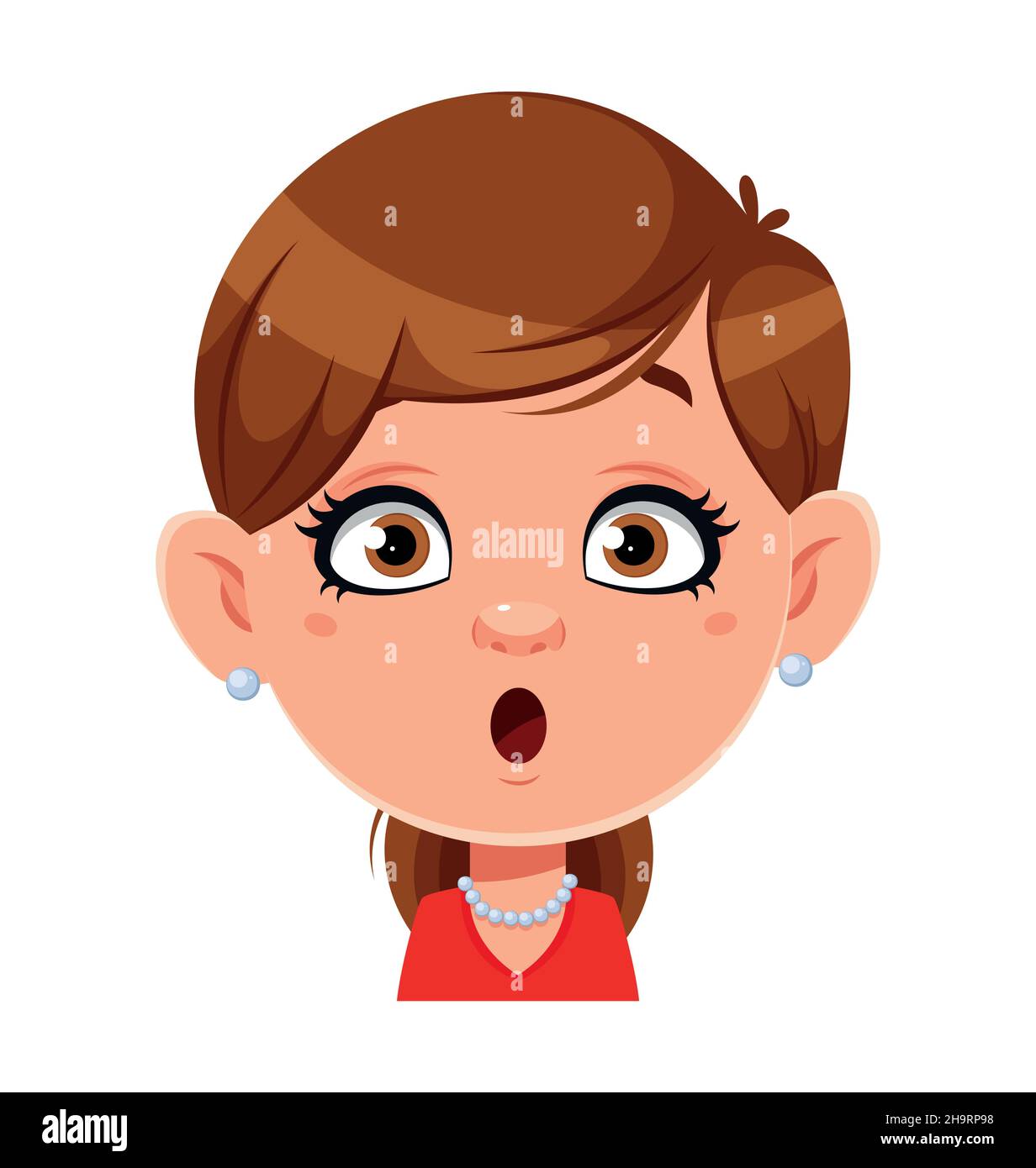 Face expression of pretty woman, surprised. Female emotion. Cute lady ...