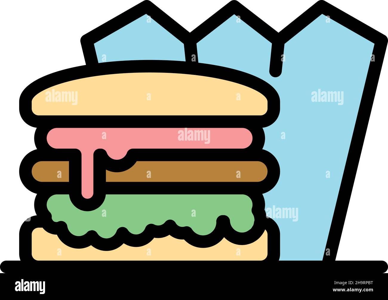 Fast food icon. Outline fast food vector icon color flat isolated Stock ...