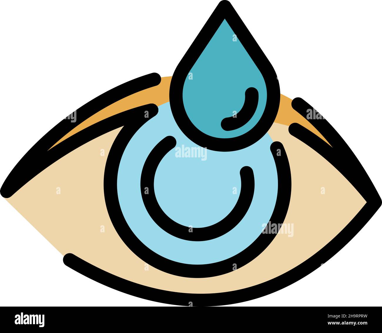 Eye with water drop icon. Outline eye with water drop vector icon color ...