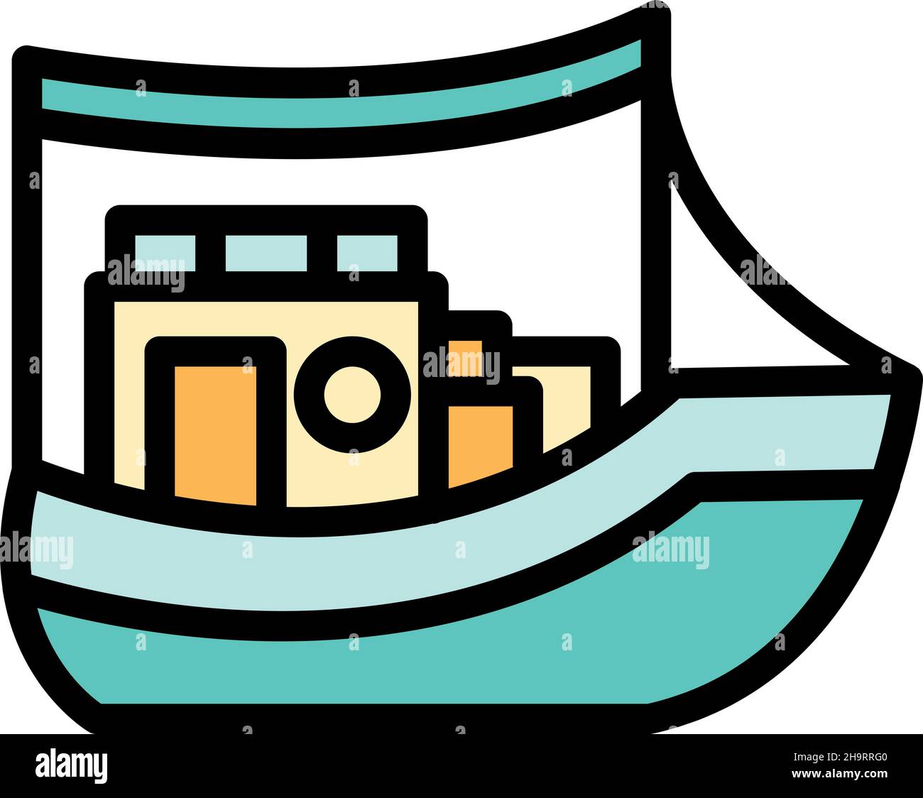 Fishing vessel icon. Outline fishing vessel vector icon color flat ...