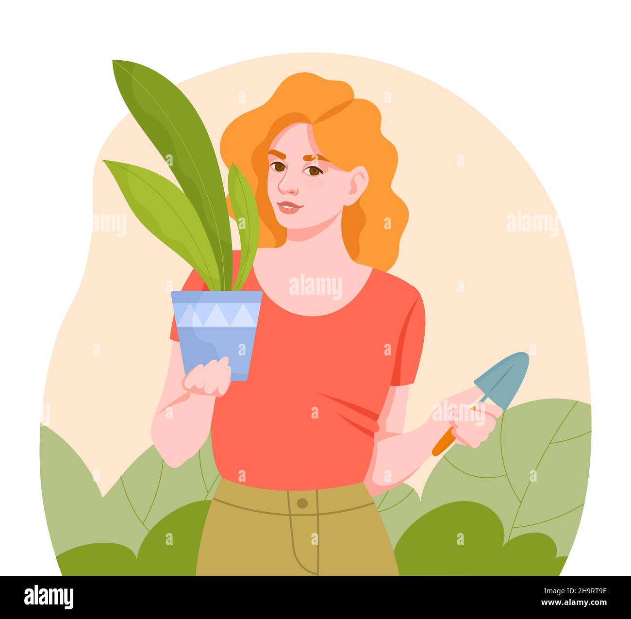 Woman growing plant Stock Vector Image & Art - Alamy