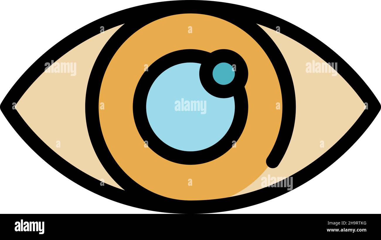 Open eye icon. Outline open eye vector icon color flat isolated Stock ...