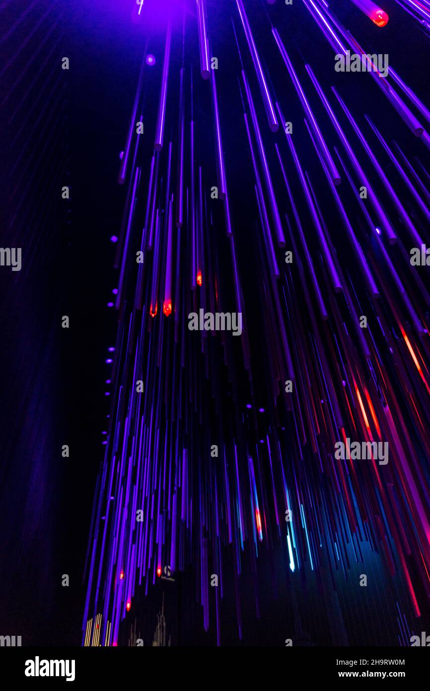 Futuristic laser lights projection on the walls Stock Photo - Alamy