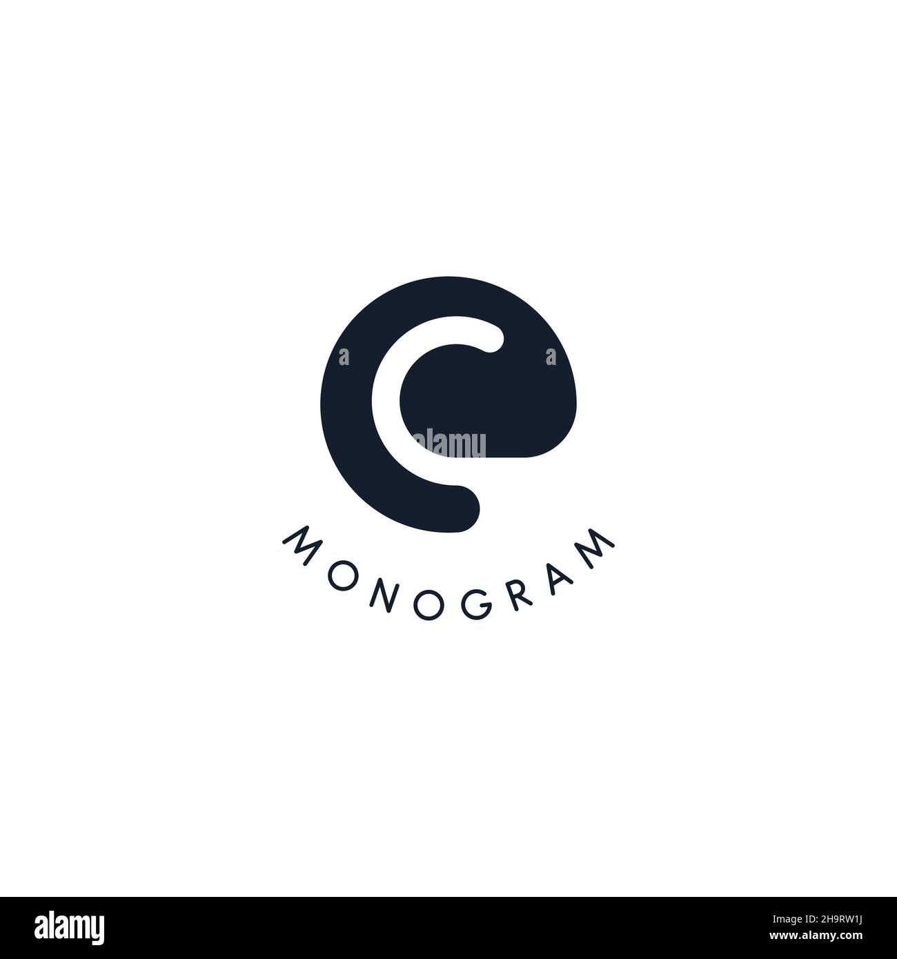 Black logo with cut out silhouette of letter C, round monogram for ...