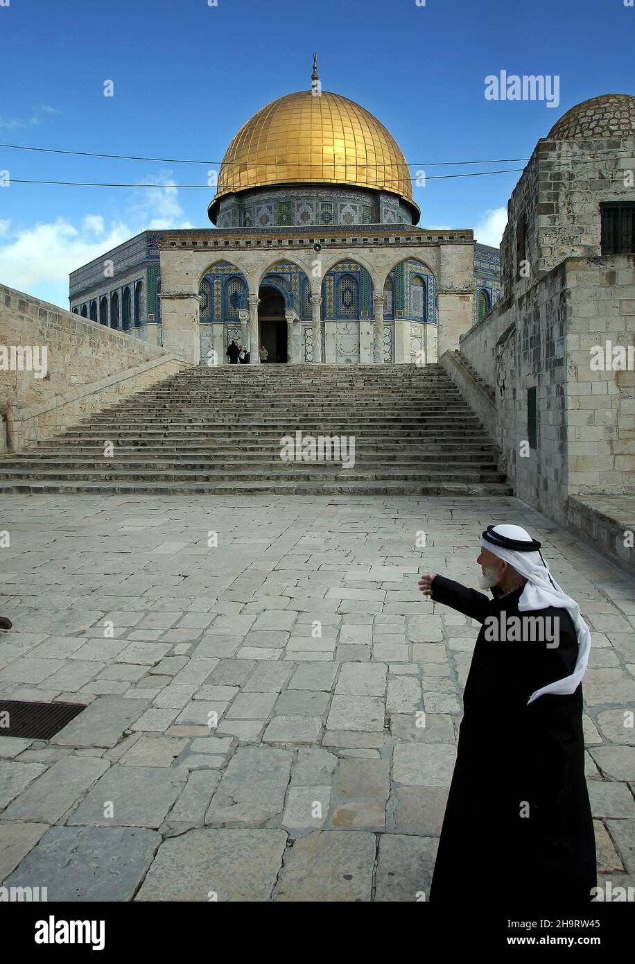 Mosque of Al-aqsa (Dome of the Rock) in Old Town. There are many ...