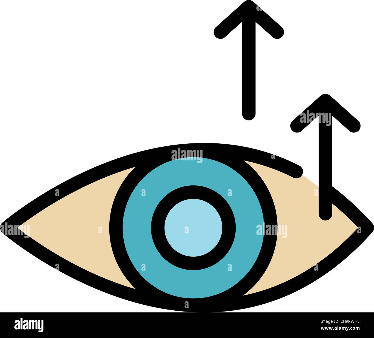 Up eye icon. Outline up eye vector icon color flat isolated Stock ...