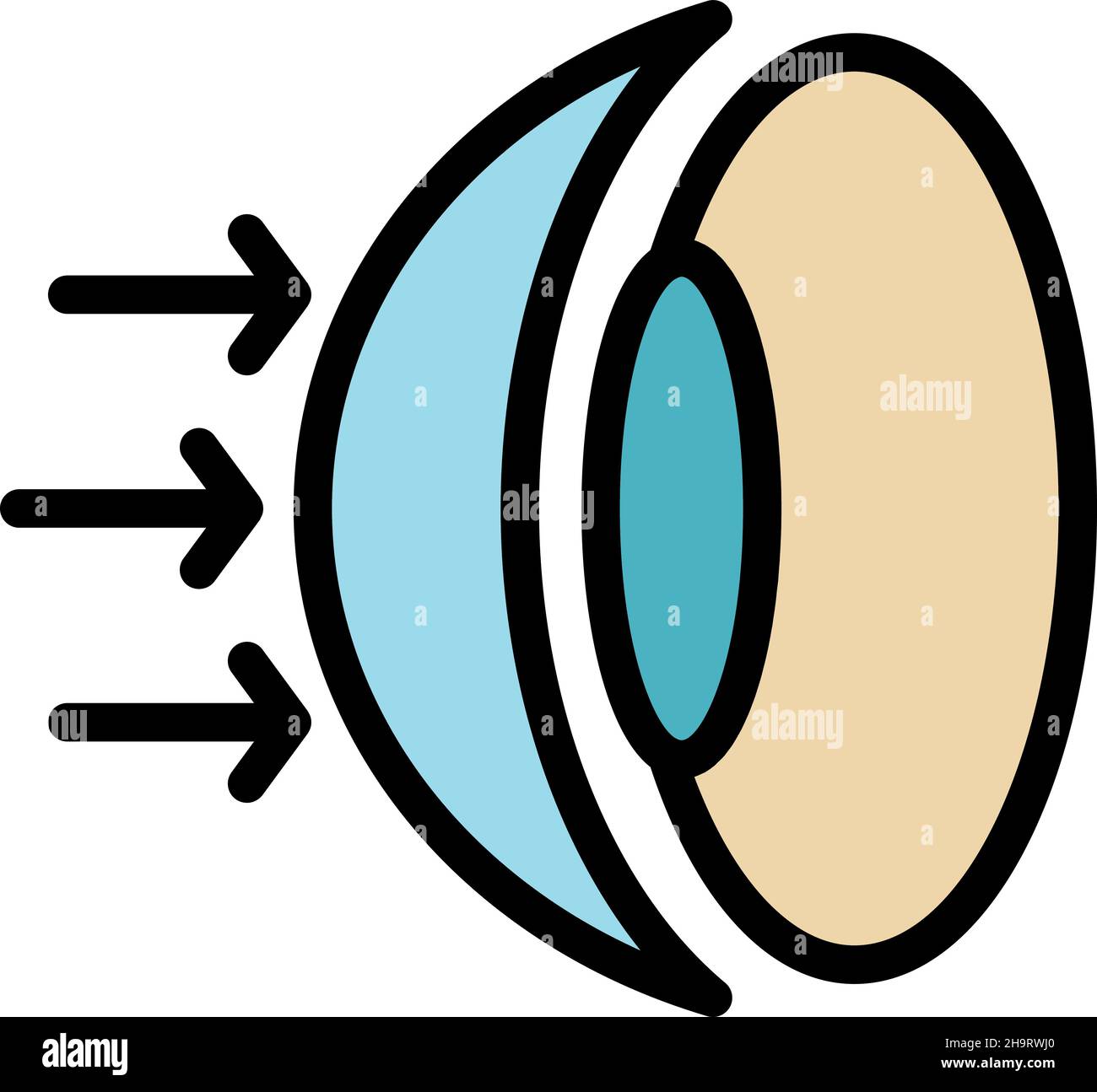 Eye lens icon. Outline eye lens vector icon color flat isolated Stock ...