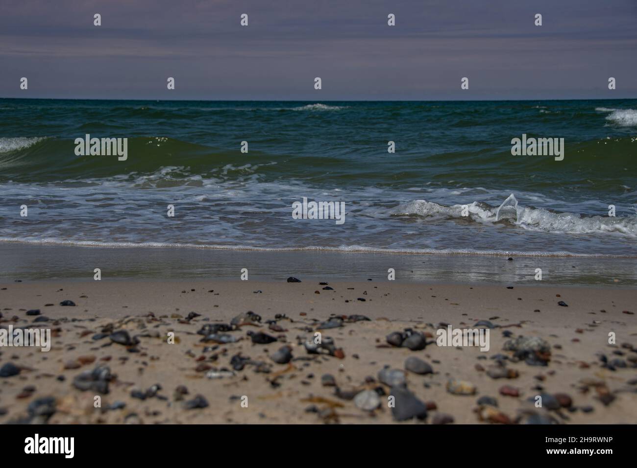 The sound of the sea on the beach of the Baltic Sea near Darß Stock ...