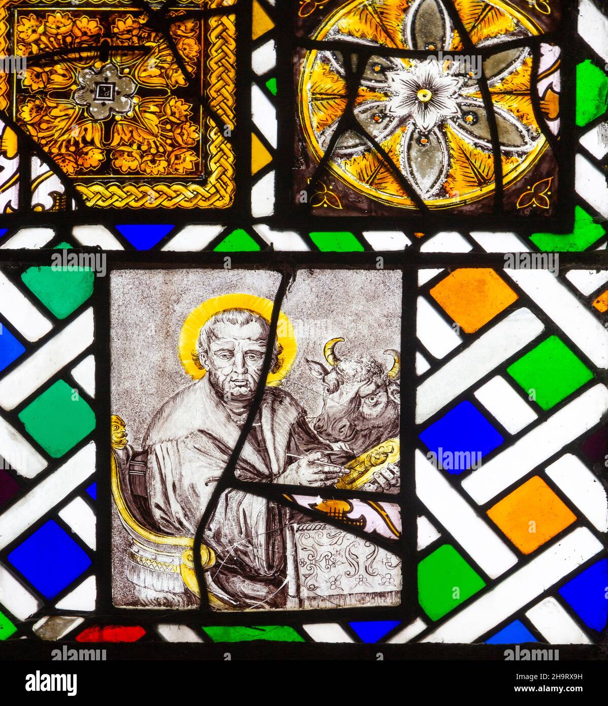 Stained glass window arranged by Samuel Yarrington c 1830, includes ...