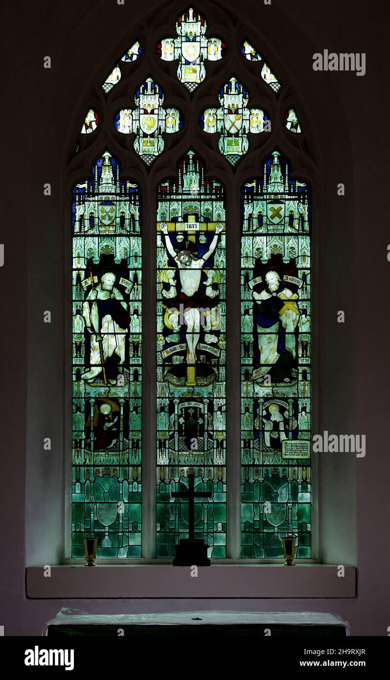 Stained glass east window of Crucifixion, by CE Kempe, c 1896 Gisleham ...