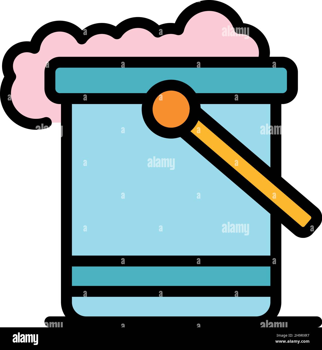Cleaning bucket icon. Outline cleaning bucket vector icon color flat ...