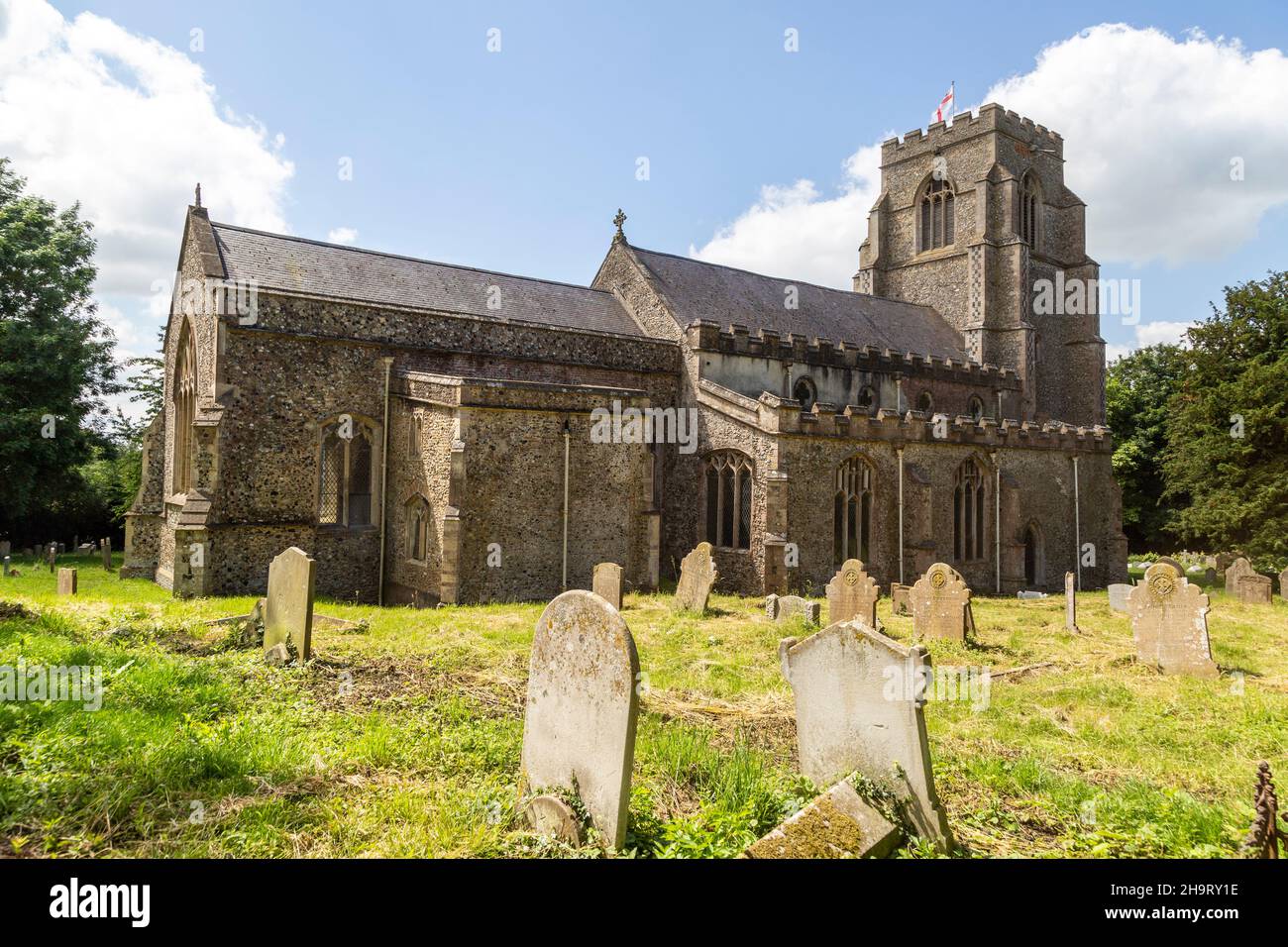 Village parish church of All Saints, Hitcham, Suffolk, England, UK ...