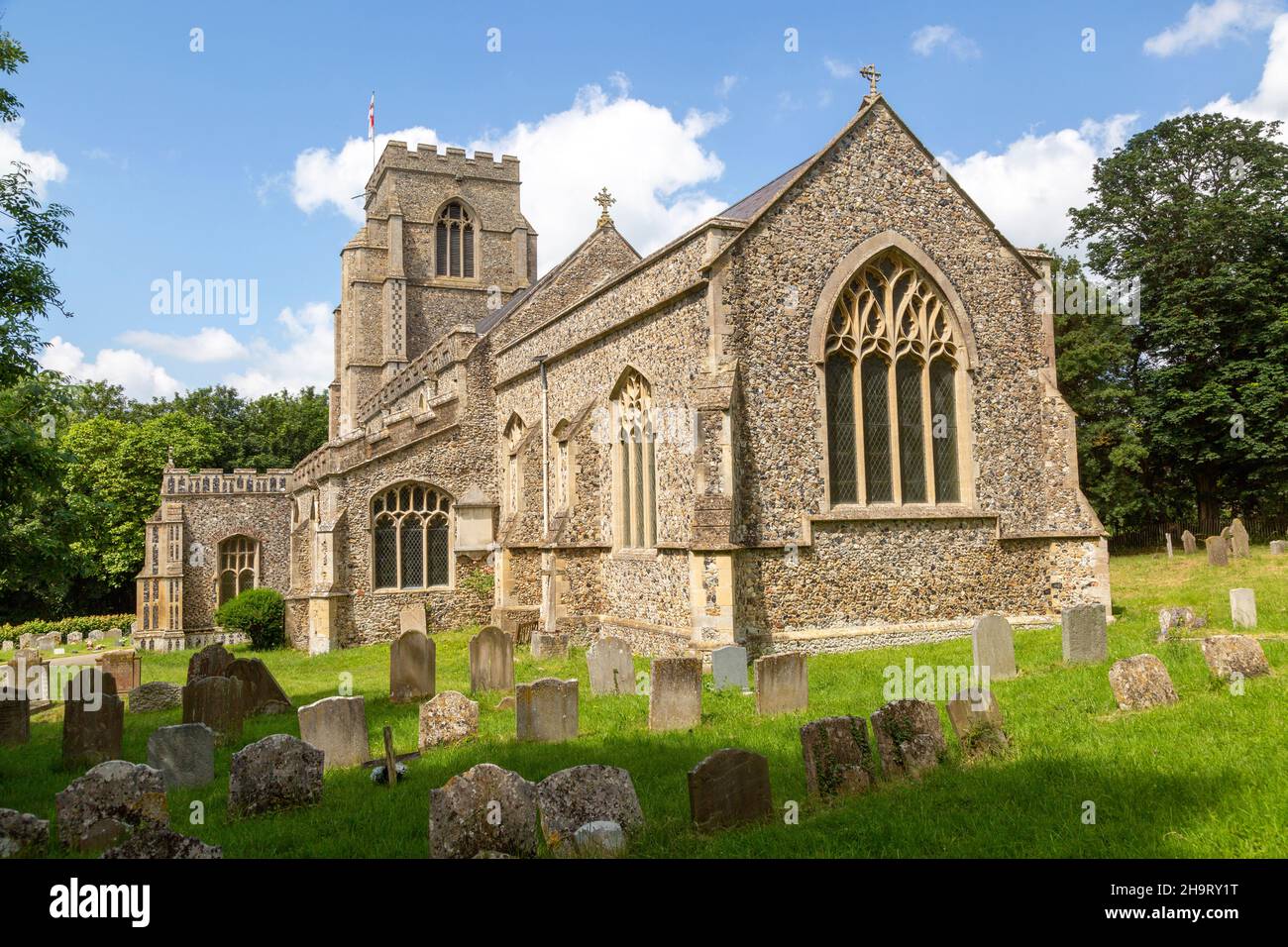 Village parish church of All Saints, Hitcham, Suffolk, England, UK ...