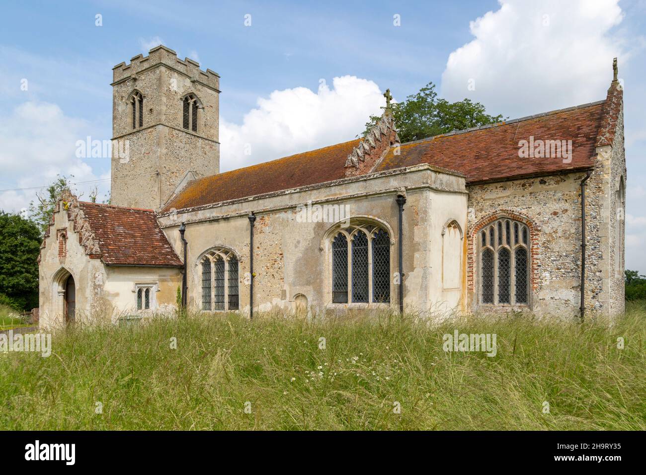 Village parish church of St Nicholas. Rushbrooke, Suffolk, England, UK ...