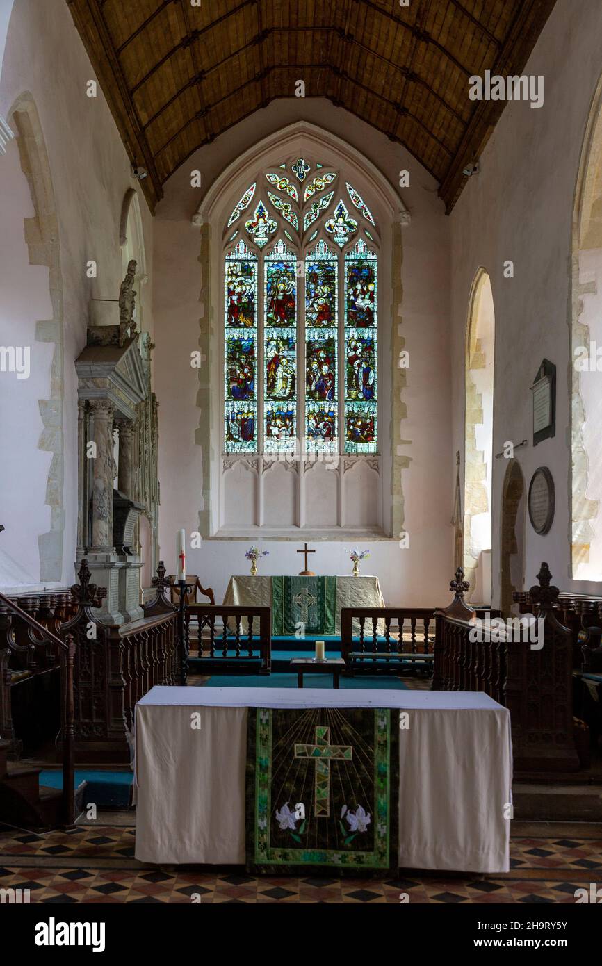 Interior of village parish church of Saint Peter, Cockfield, Suffolk ...
