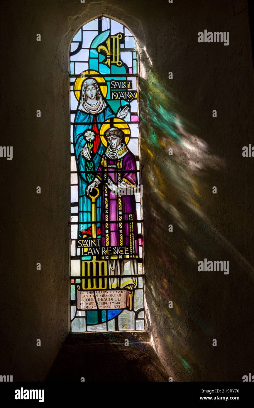 Stained glass window of Saint Lawrence and Saint Mary, Great Bricett ...