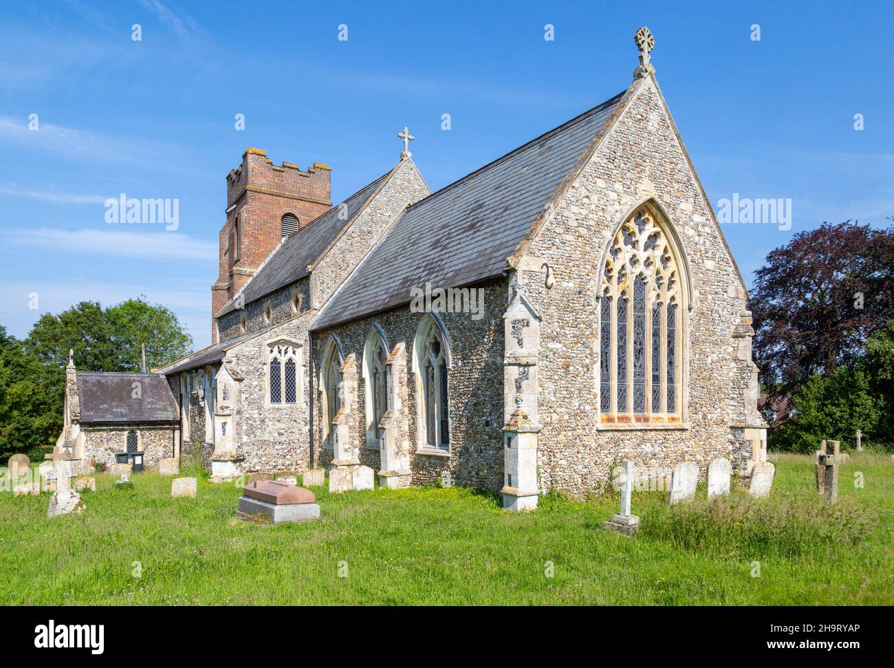 Village parish church of All Saints, Drinkstone, Suffolk, England, UK ...