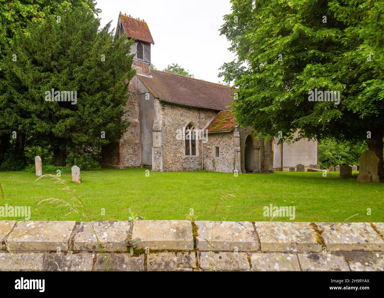 Churchyard rural parish church of Saint Mary, Battisford , Suffolk ...
