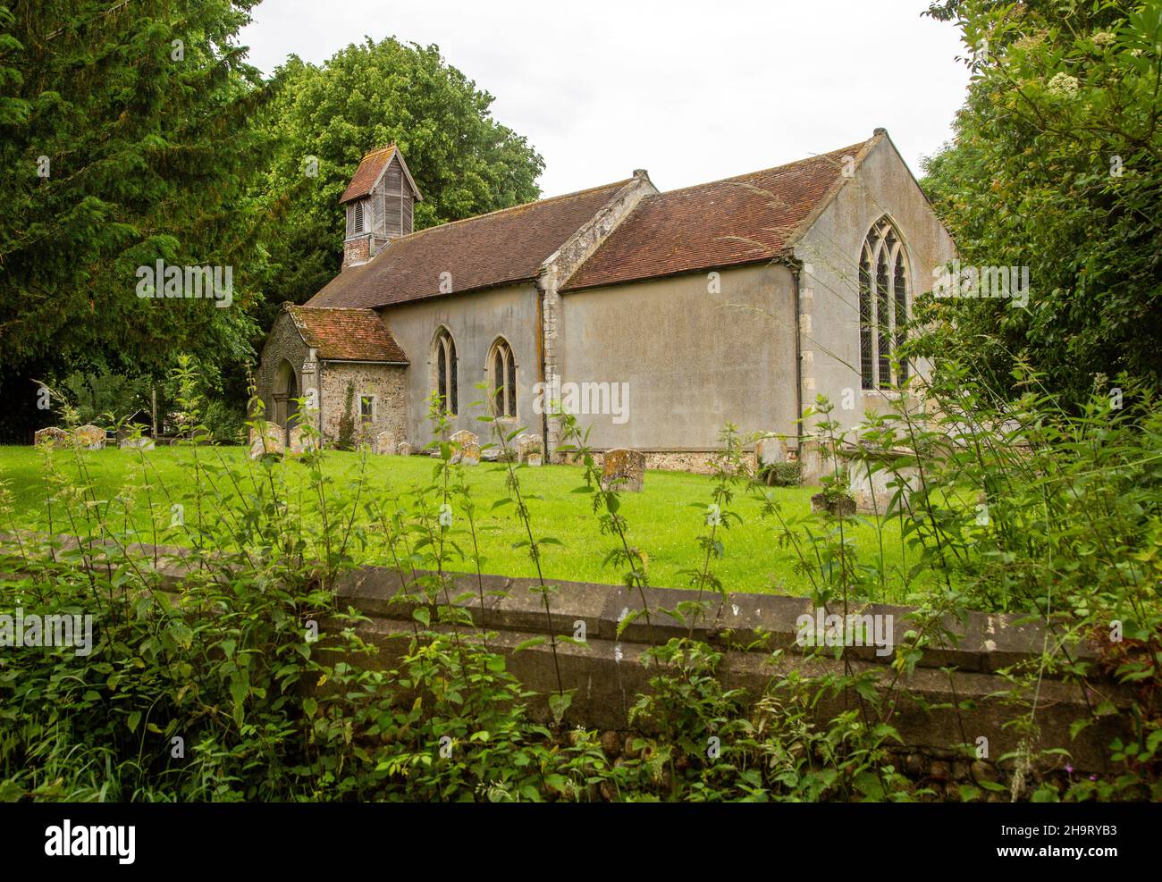 Churchyard rural parish church of Saint Mary, Battisford , Suffolk ...