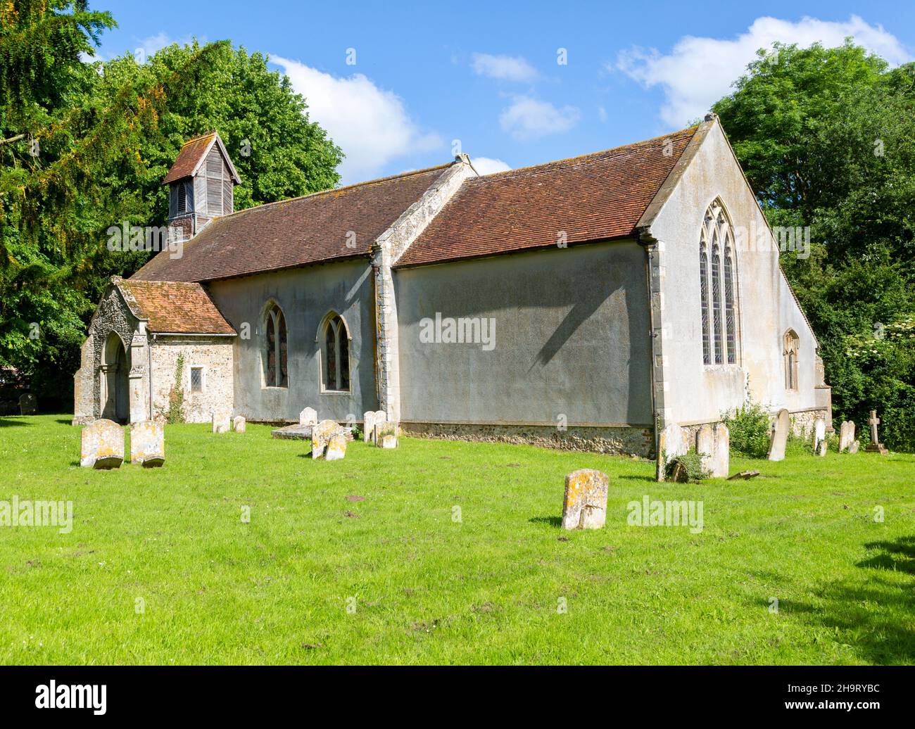 Churchyard rural parish church of Saint Mary, Battisford , Suffolk ...