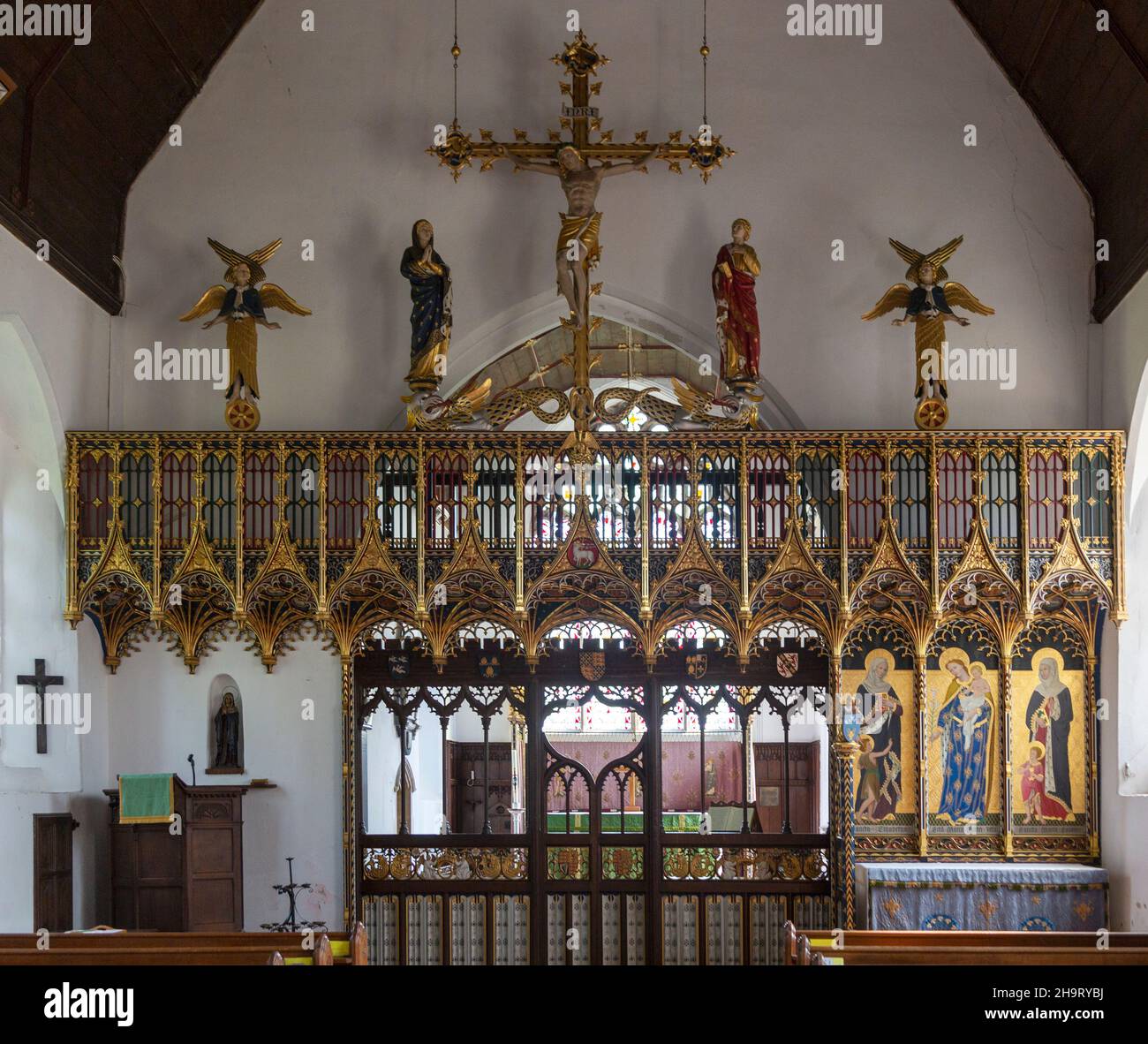 Church of St John the Baptist, Lound, Suffolk, England, UK painted gilt ...