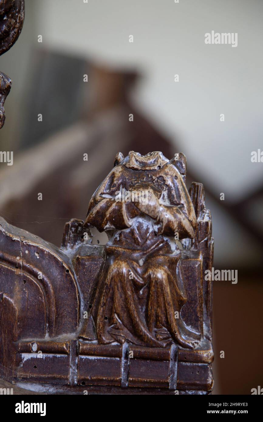 carved wooden bench end figure Church of Saint Lawrence, Brundish ...