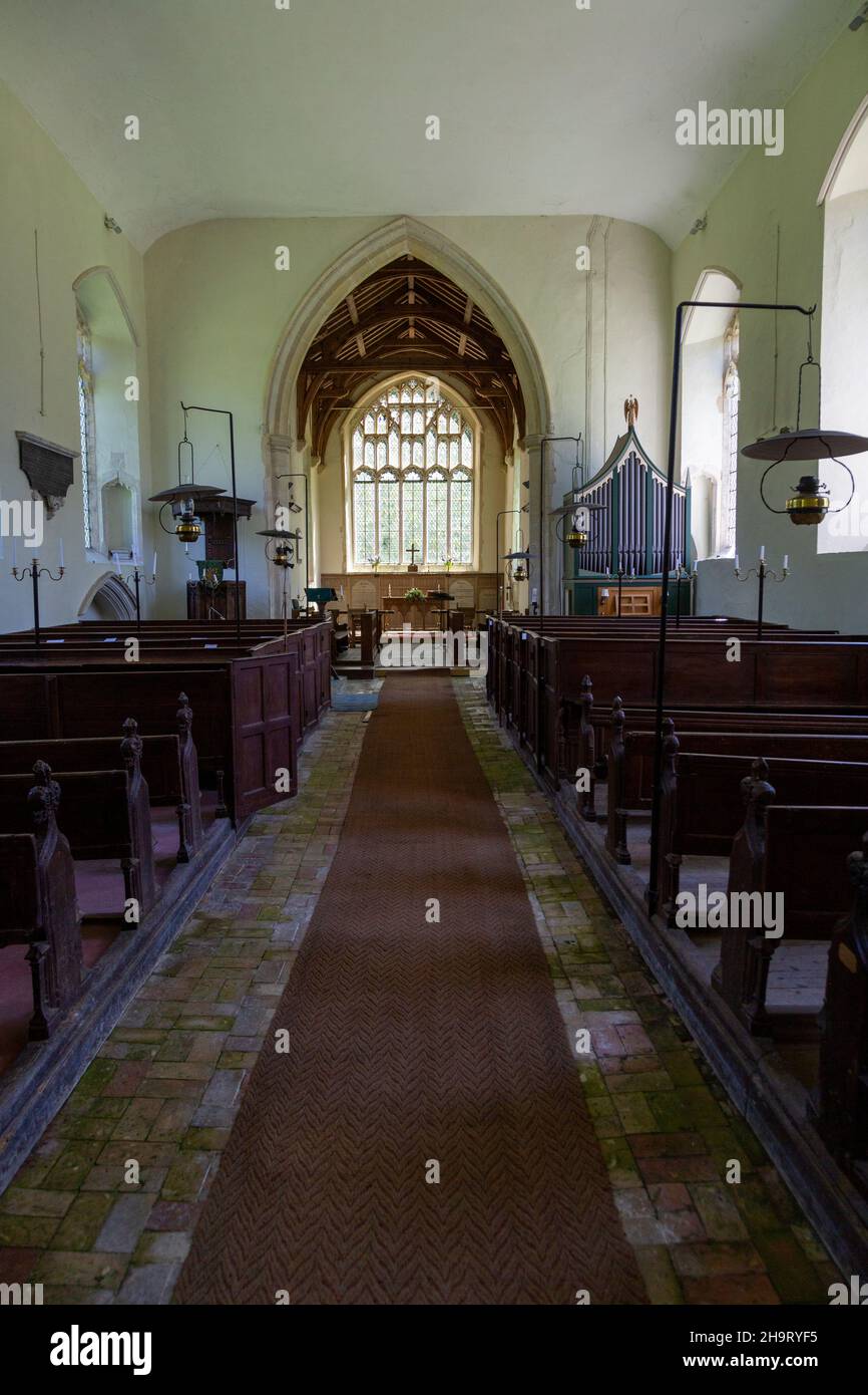 Village parish church of Saint Lawrence, Brundish, Suffolk, England, UK ...