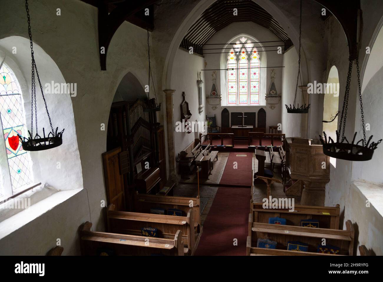 Interior of parish church of Saint Mary, Battisford , Suffolk, England ...