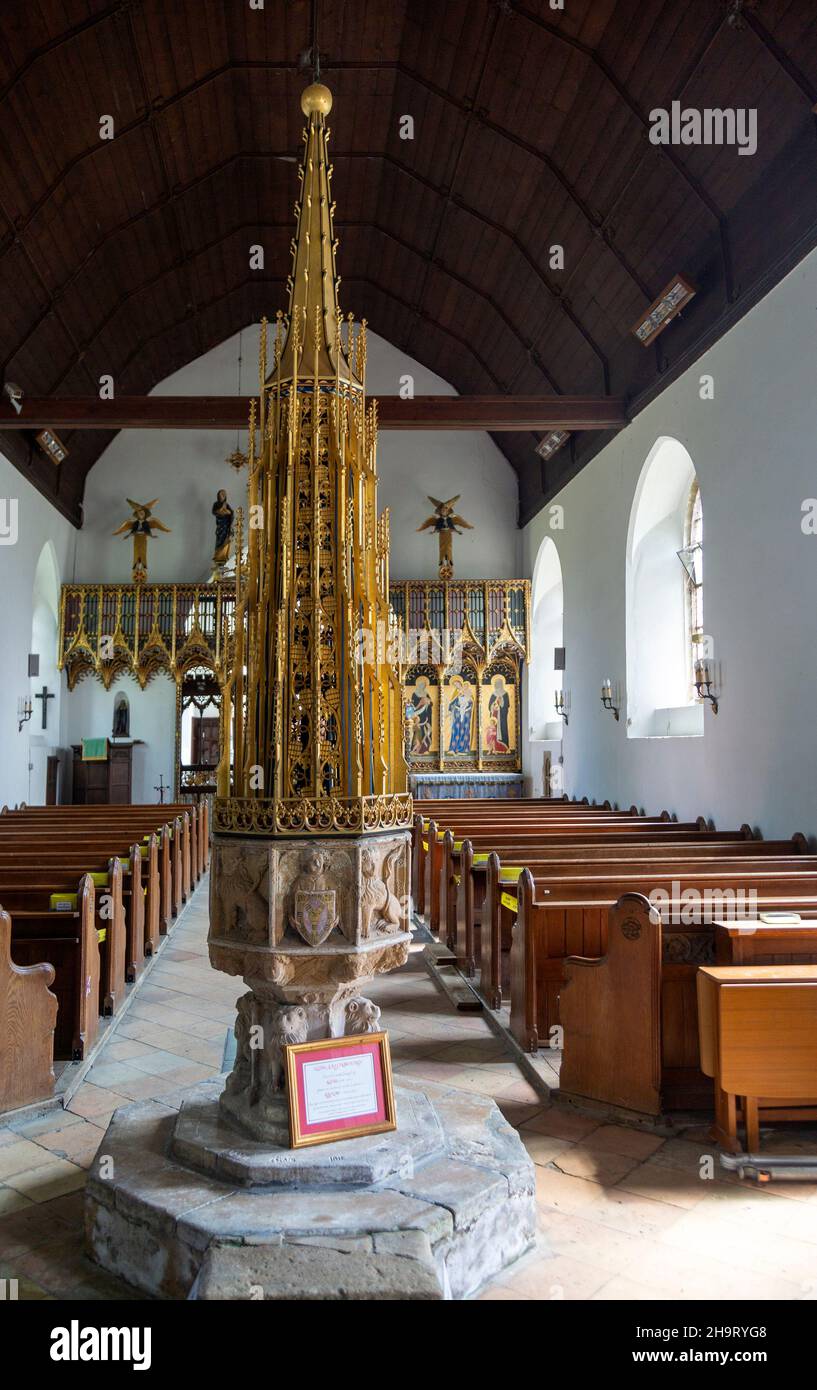 Church of St John the Baptist, Lound, Suffolk, England, UK gilt carved ...