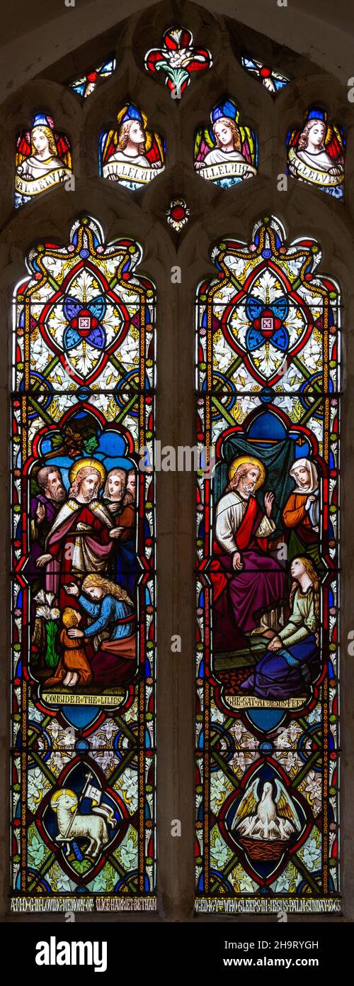 Stained glass window, c 1865 Ward and Hughes, Brettenham church ...