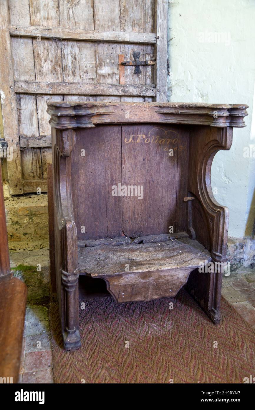 Historic furniture misericord chair inside Church of Saint Lawrence ...