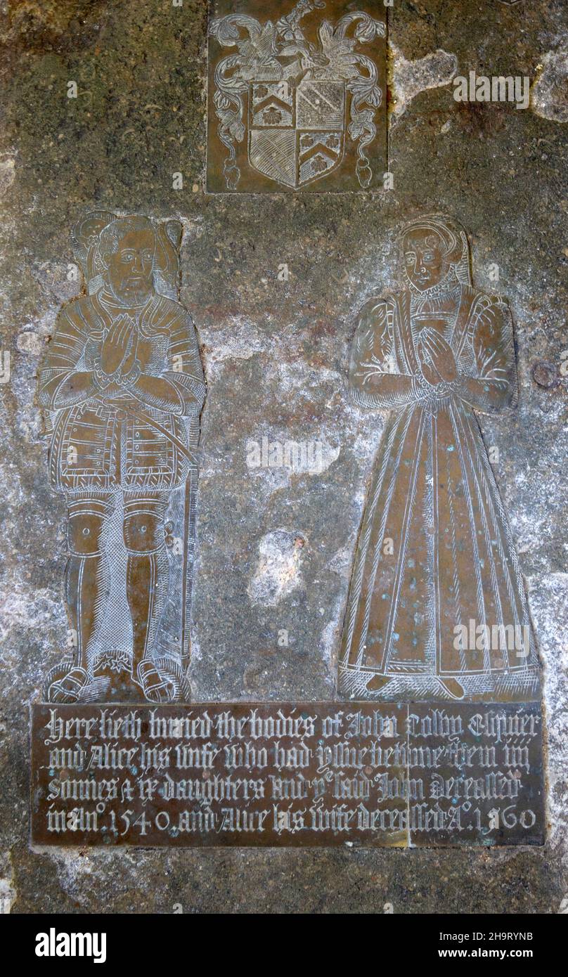 Church of Saint Lawrence, Brundish, Suffolk, England, UK memorial brass ...