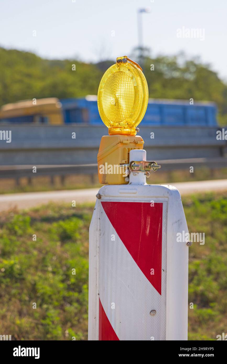 Flashing Beacon Light Warning Road Construction Safety Stock Photo - Alamy