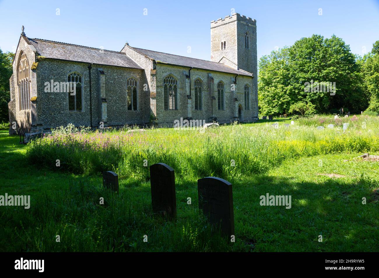 Village parish church of Saint Lawrence, Brundish, Suffolk, England, UK ...
