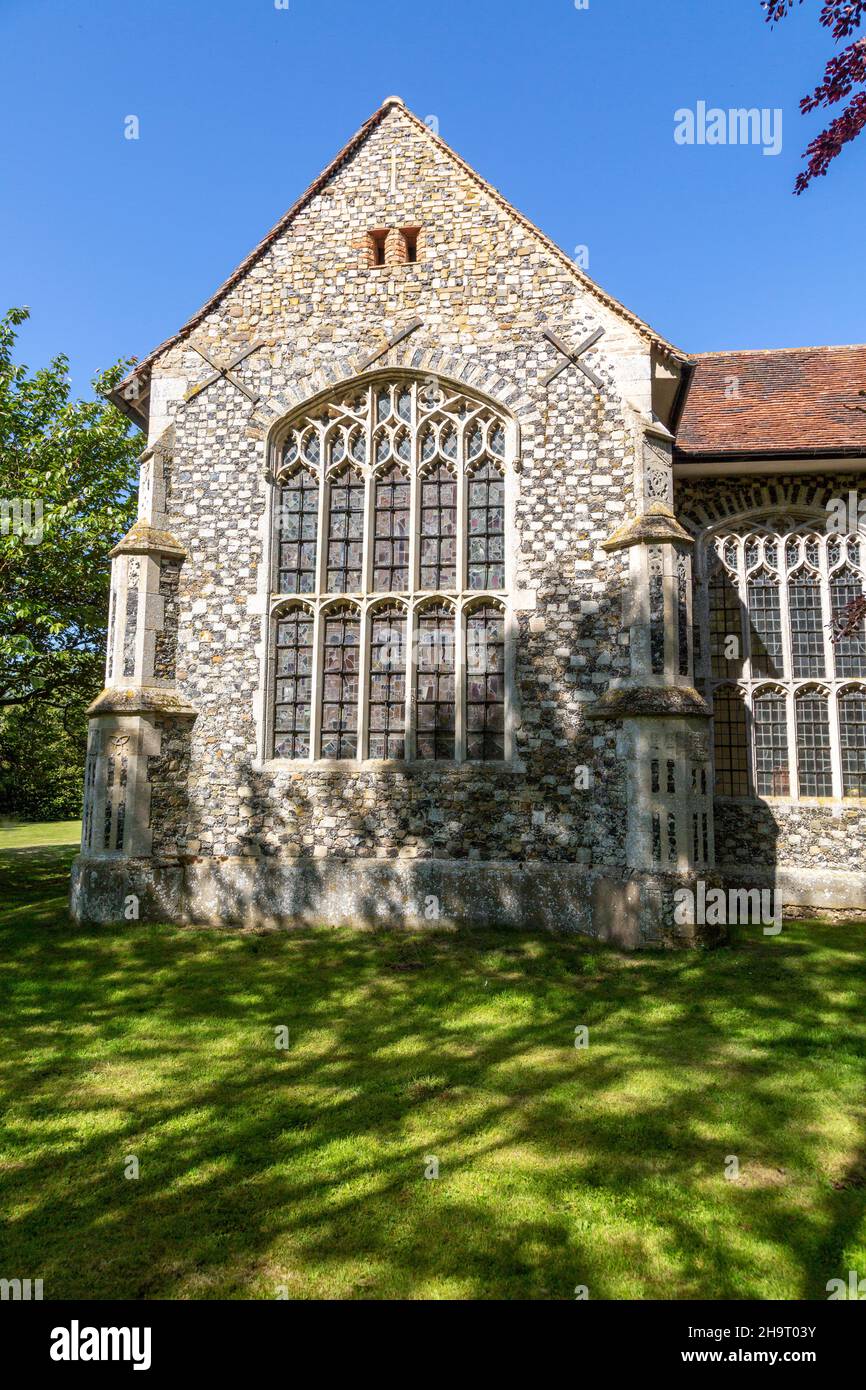 East window of Saint Nicholas chapel, Gipping, Suffolk, England, UK ...