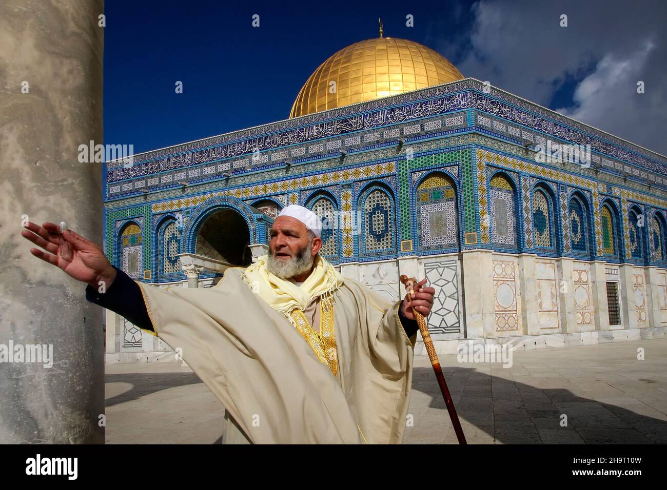 Mosque of Al-aqsa (Dome of the Rock) in Old Town. There are many ...