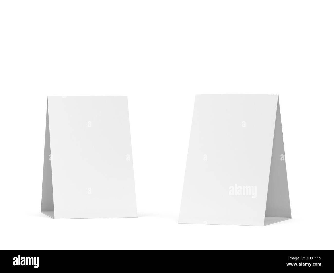 Blank table tent card mockup. 3d illustration isolated on white ...