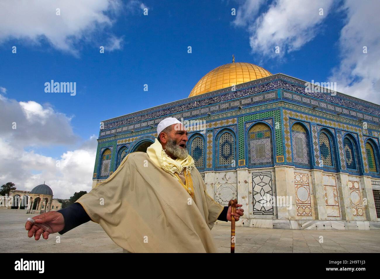 Mosque of Al-aqsa (Dome of the Rock) in Old Town. There are many ...