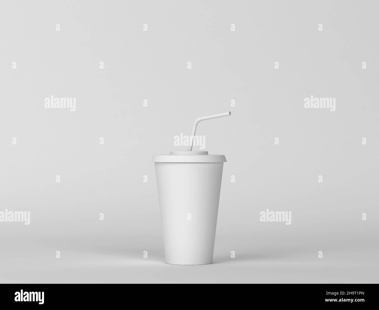White paper cup straw white background Black and White Stock Photos ...