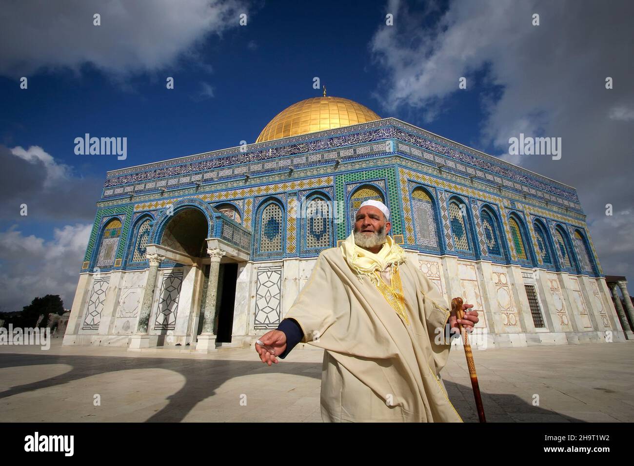 Mosque of Al-aqsa (Dome of the Rock) in Old Town. There are many ...