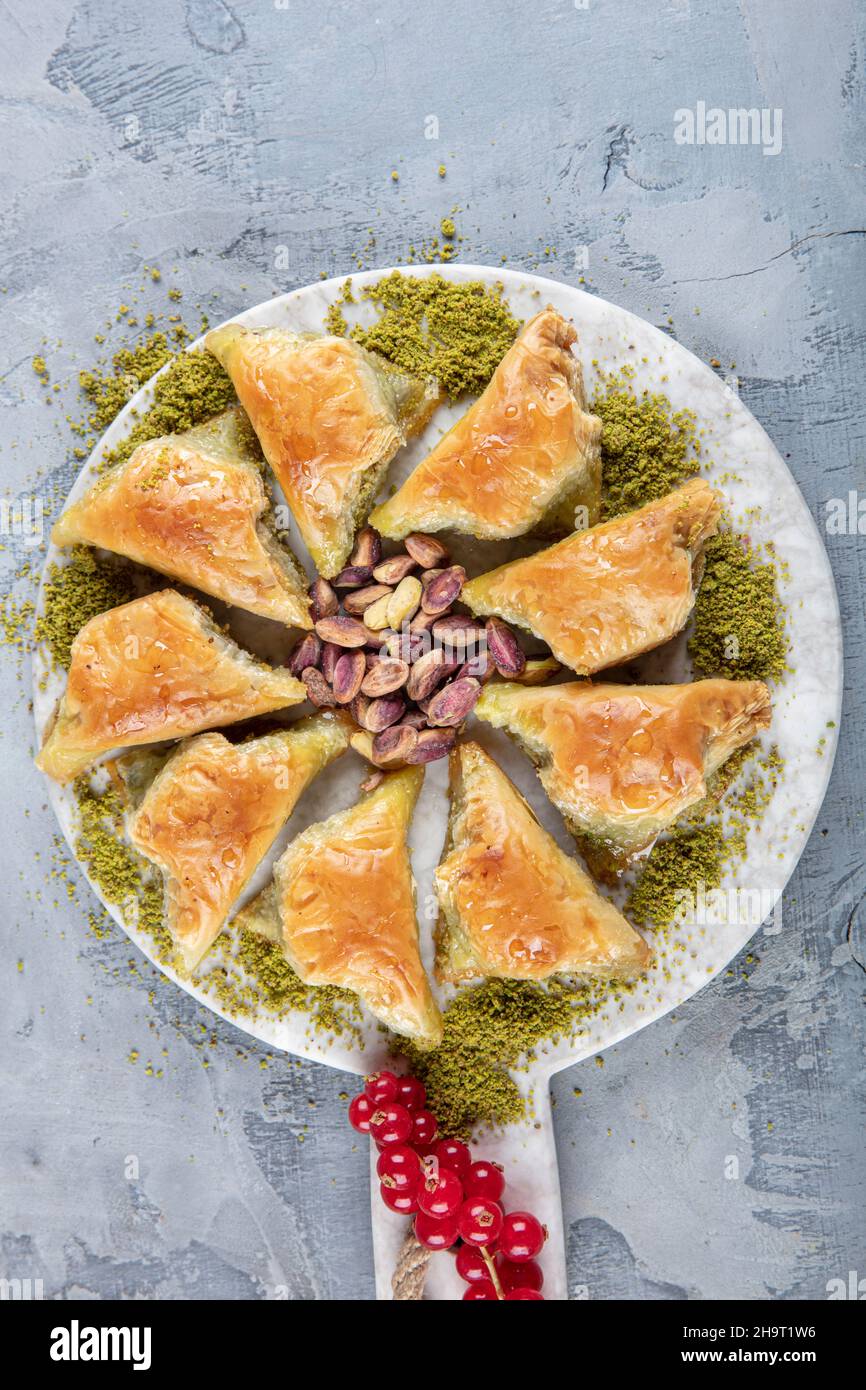 Closeup of Turkish traditional Ramadan dessert - baklava with ...