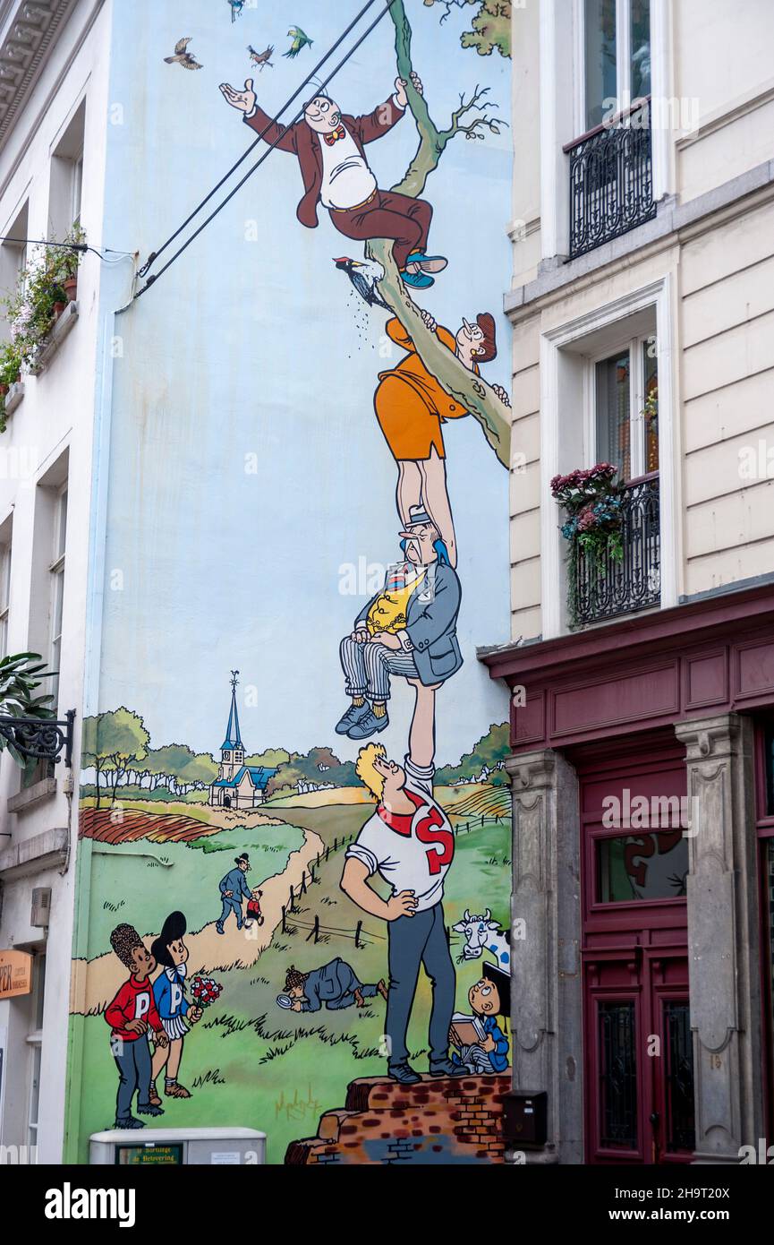 Brüssel, Comic Strip Route Stock Photo - Alamy