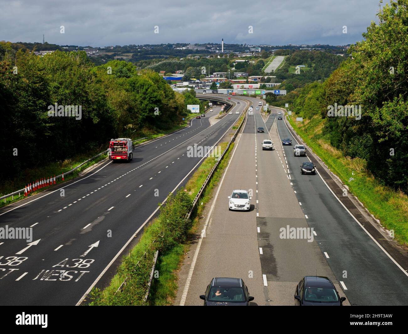 A38 road heading into Plymouth, Devon, UK Stock Photo - Alamy