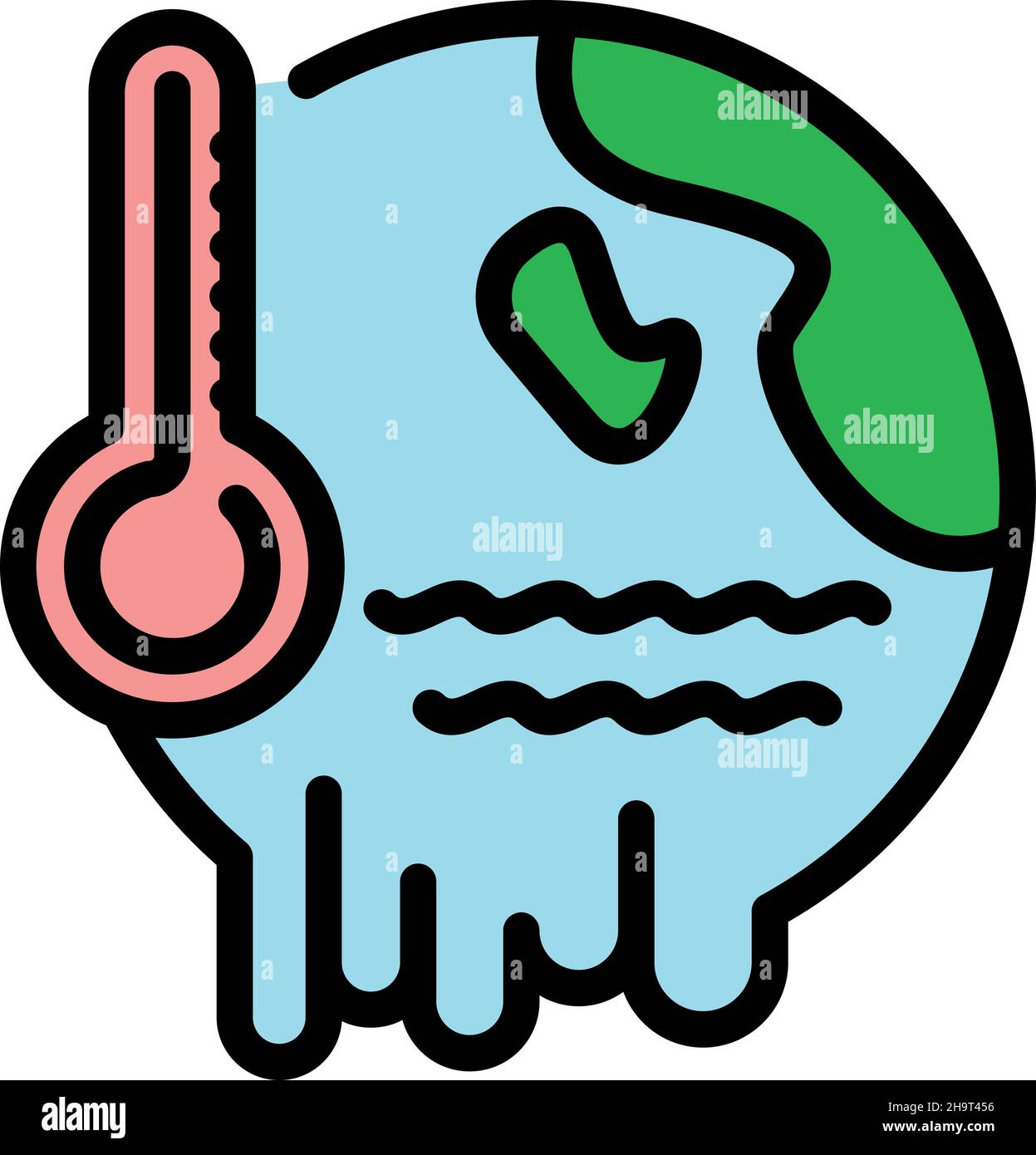 Earth warming icon. Outline Earth warming vector icon color flat ...